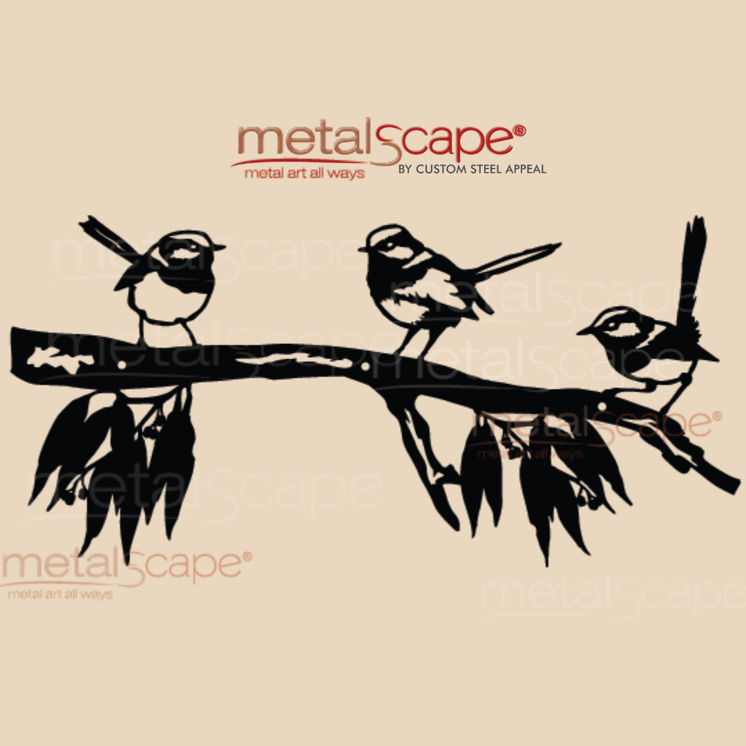 3 Wrens on Branch Wall Art – Custom Steel Appeal
