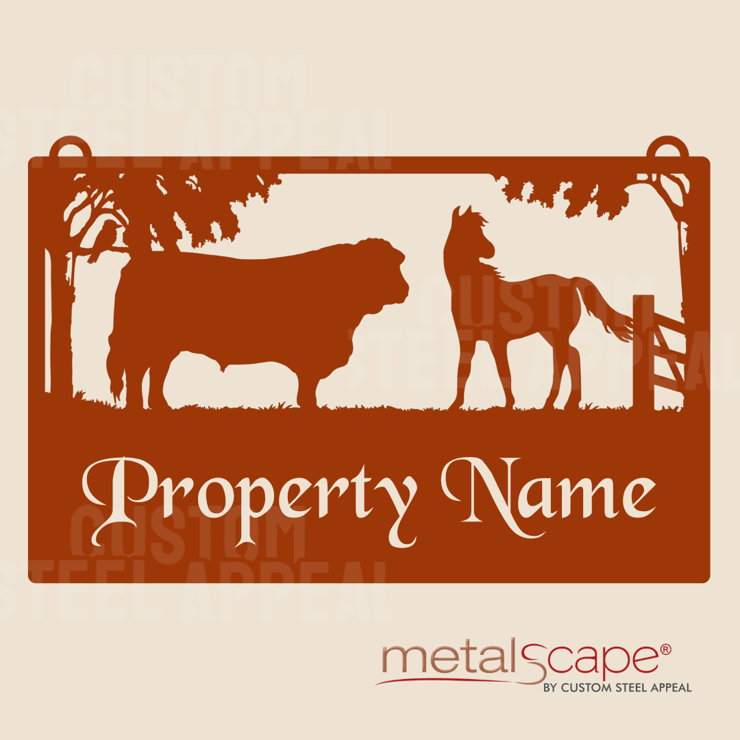 Angus Bull & Horse - Farm Property Sign – Custom Steel Appeal