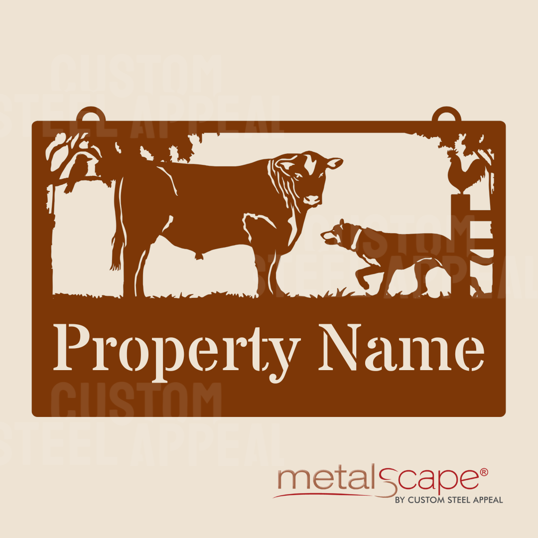 Angus Bull & Kelpie - Farm Property Sign – Custom Steel Appeal