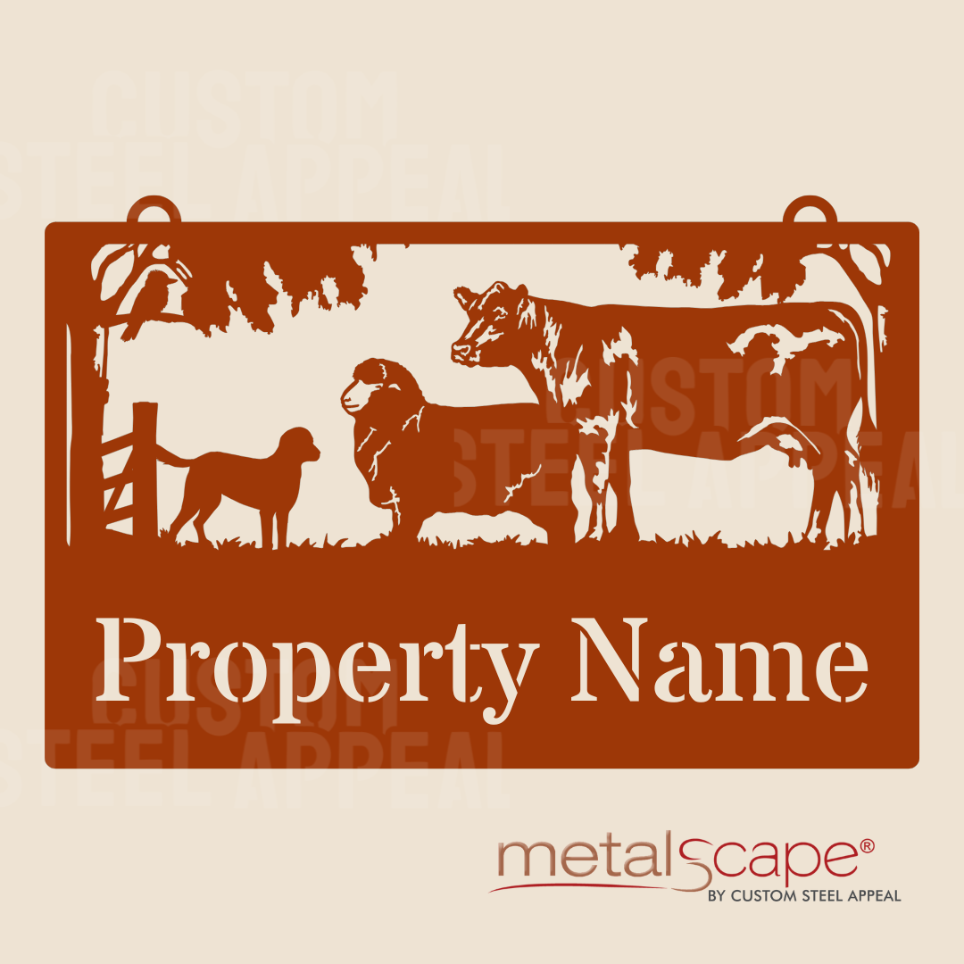 Angus Cow and Merino Sheep - Farm Property Sign – Custom Steel Appeal