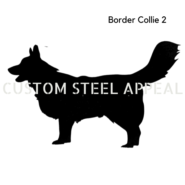 Custom Made Fluffy Border Collie Dog Pet Memorial | Custom Steel Appeal