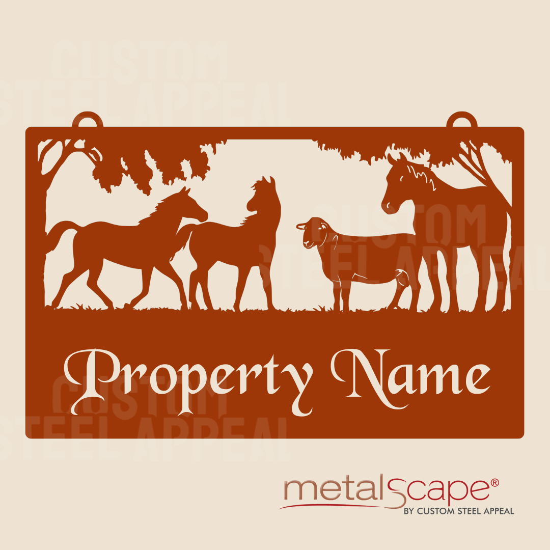 Horses and Wiltipoll Sheep - Farm Property Sign – Custom Steel Appeal