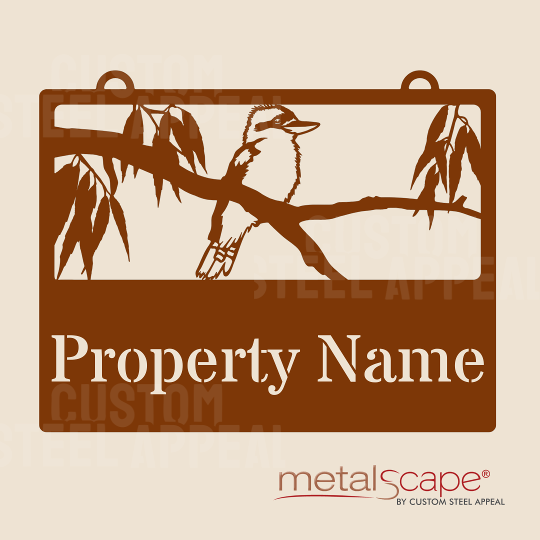 Kookaburra on Branch - Farm Property Sign – Custom Steel Appeal