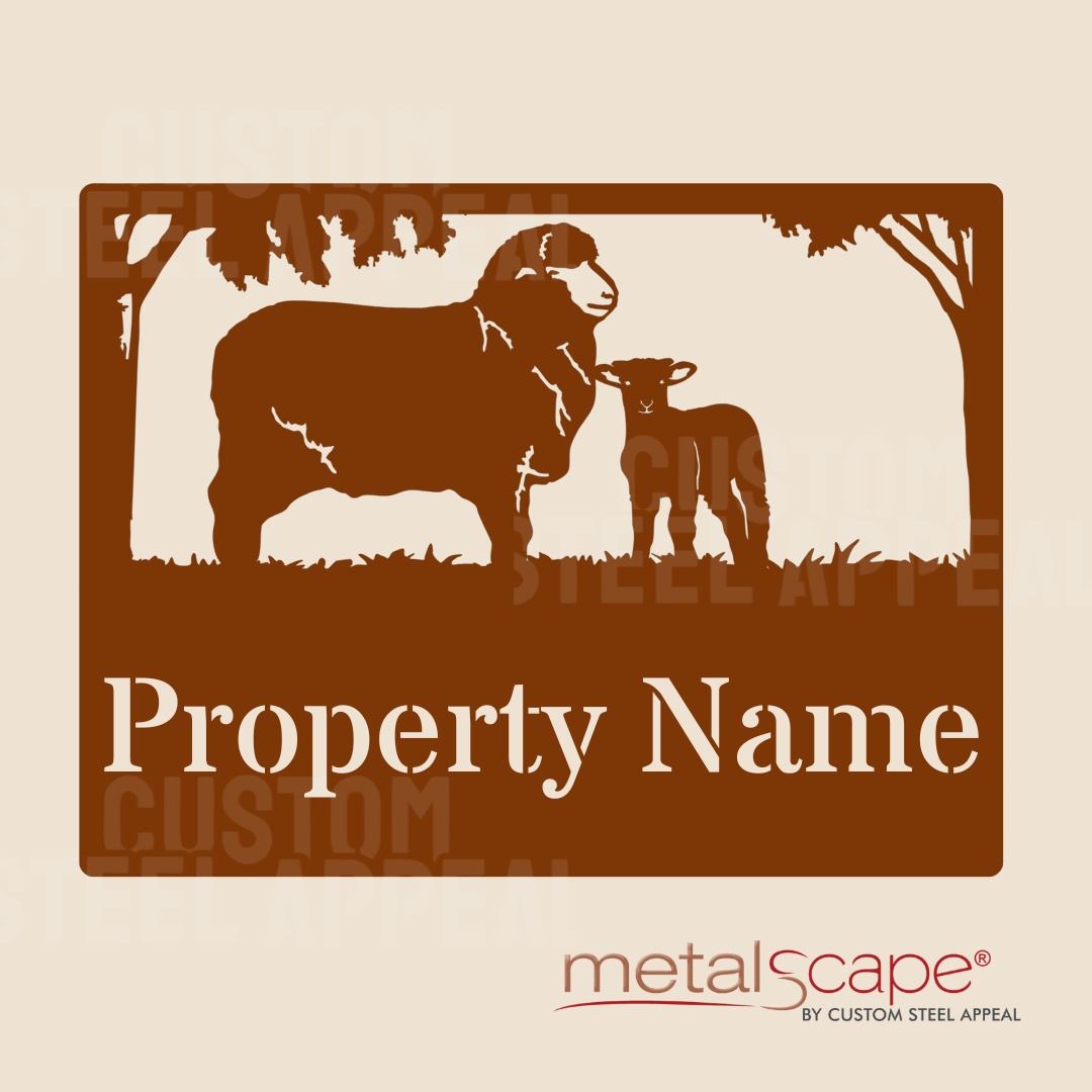 Merino Ewe & Lamb - Farm Property Sign – Custom Steel Appeal
