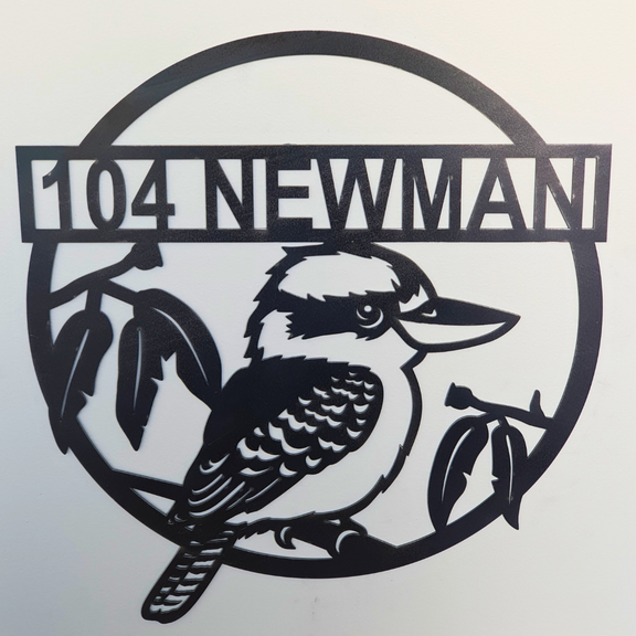 Round Kookaburra Property Sign – Custom Steel Appeal