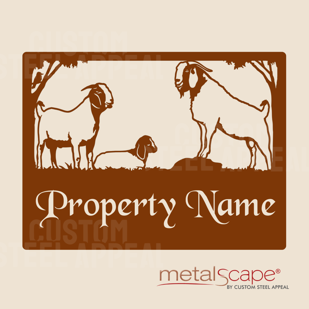 Three Boer Goats - Farm Property Sign – Custom Steel Appeal