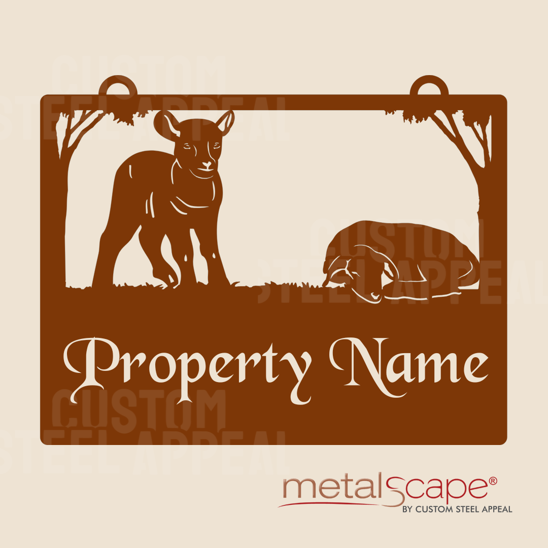 Two Lambs - Farm Property Sign – Custom Steel Appeal