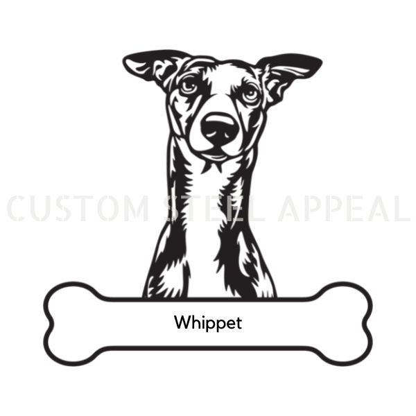 Whippet Dog Portrait Signs – Custom Steel Appeal
