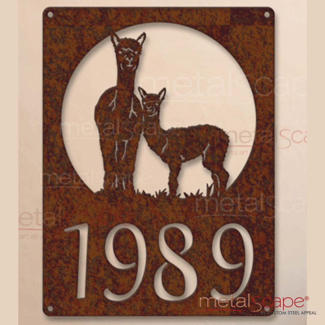 Alpaca & Cria House Number Sign – Custom Steel Appeal