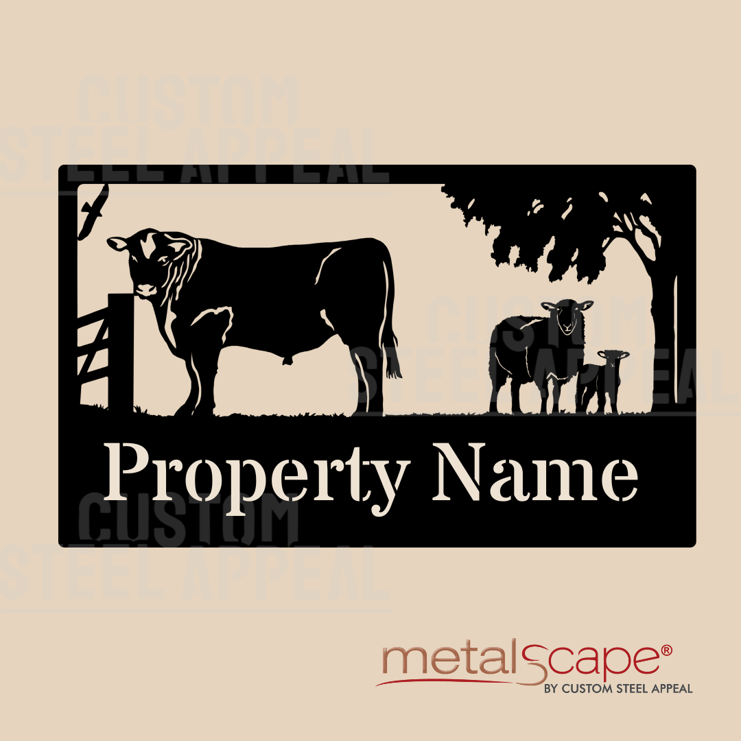 Angus Bull & Cross Breed Sheep - Farm Property Sign – Custom Steel Appeal