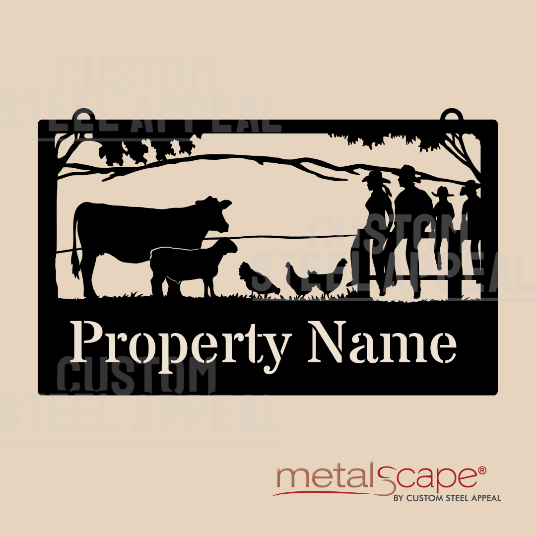 Cow, Sheep, Chickens & Family - Farm Property Sign – Custom Steel Appeal