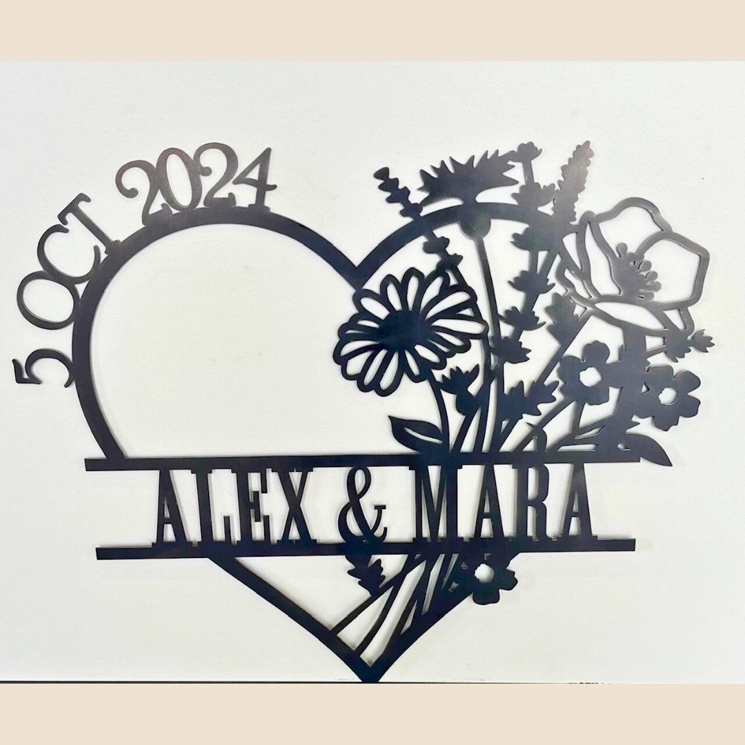 Custom Heart With Flowers Sign | Wedding & Anniversary Gift Idea ...