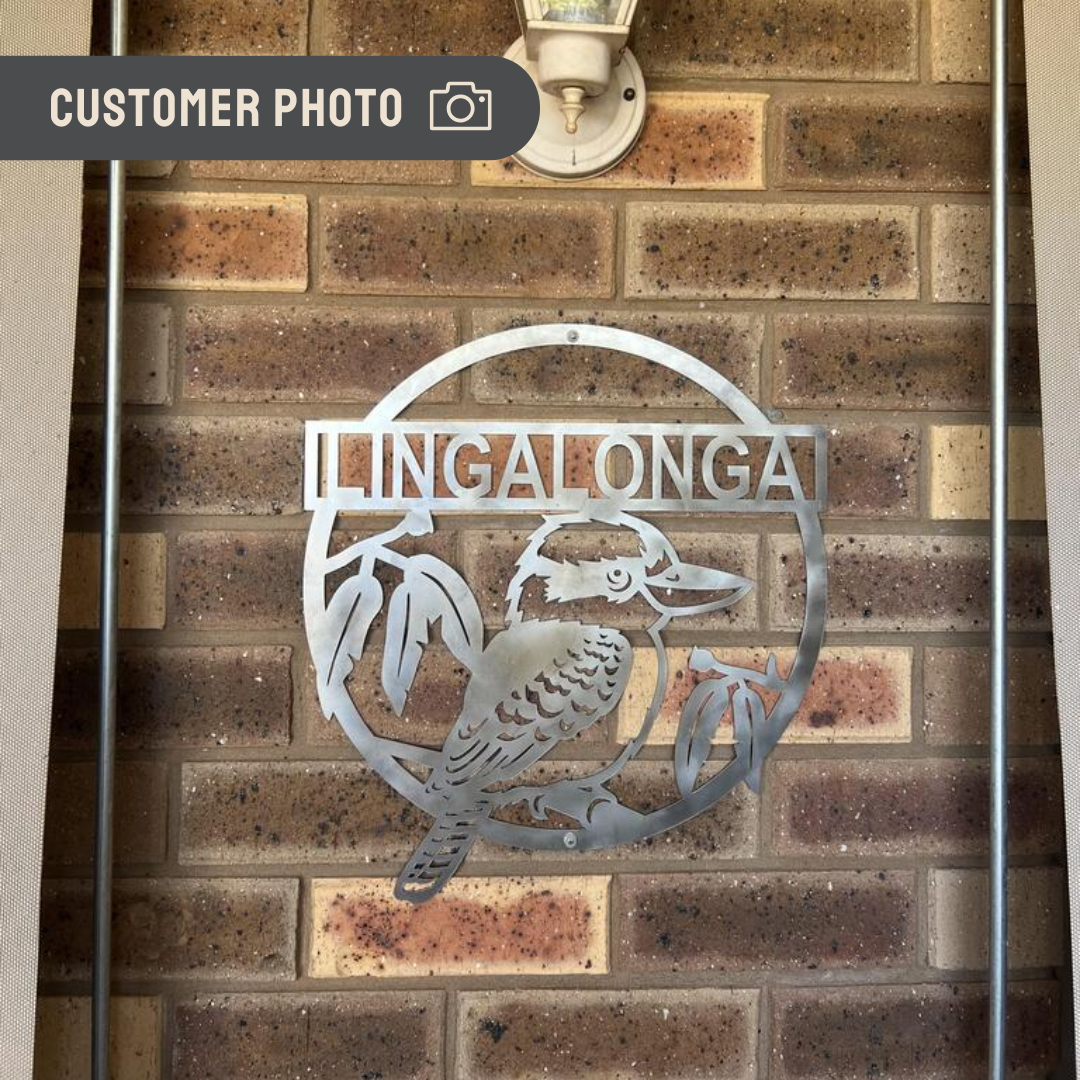 Round Kookaburra Property Sign – Custom Steel Appeal