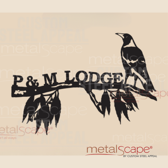 Custom Magpie on Branch Property Sign – Custom Steel Appeal
