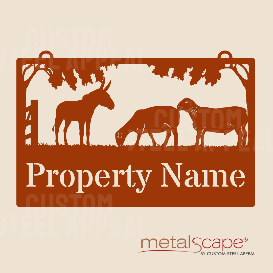 Donkey and Dorper Sheep - Farm Property Sign – Custom Steel Appeal