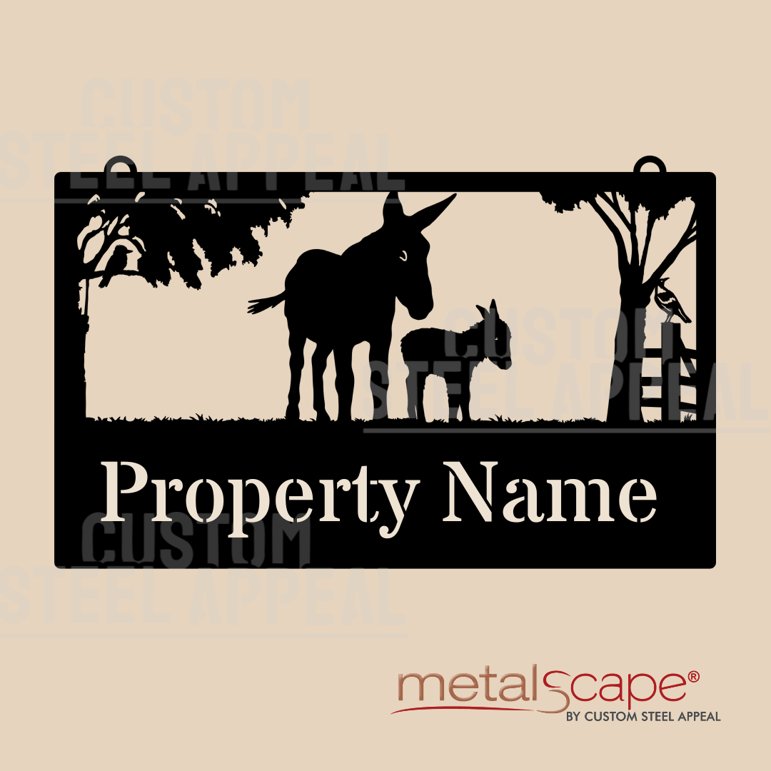 Donkey & Foal - Farm Property Sign – Custom Steel Appeal