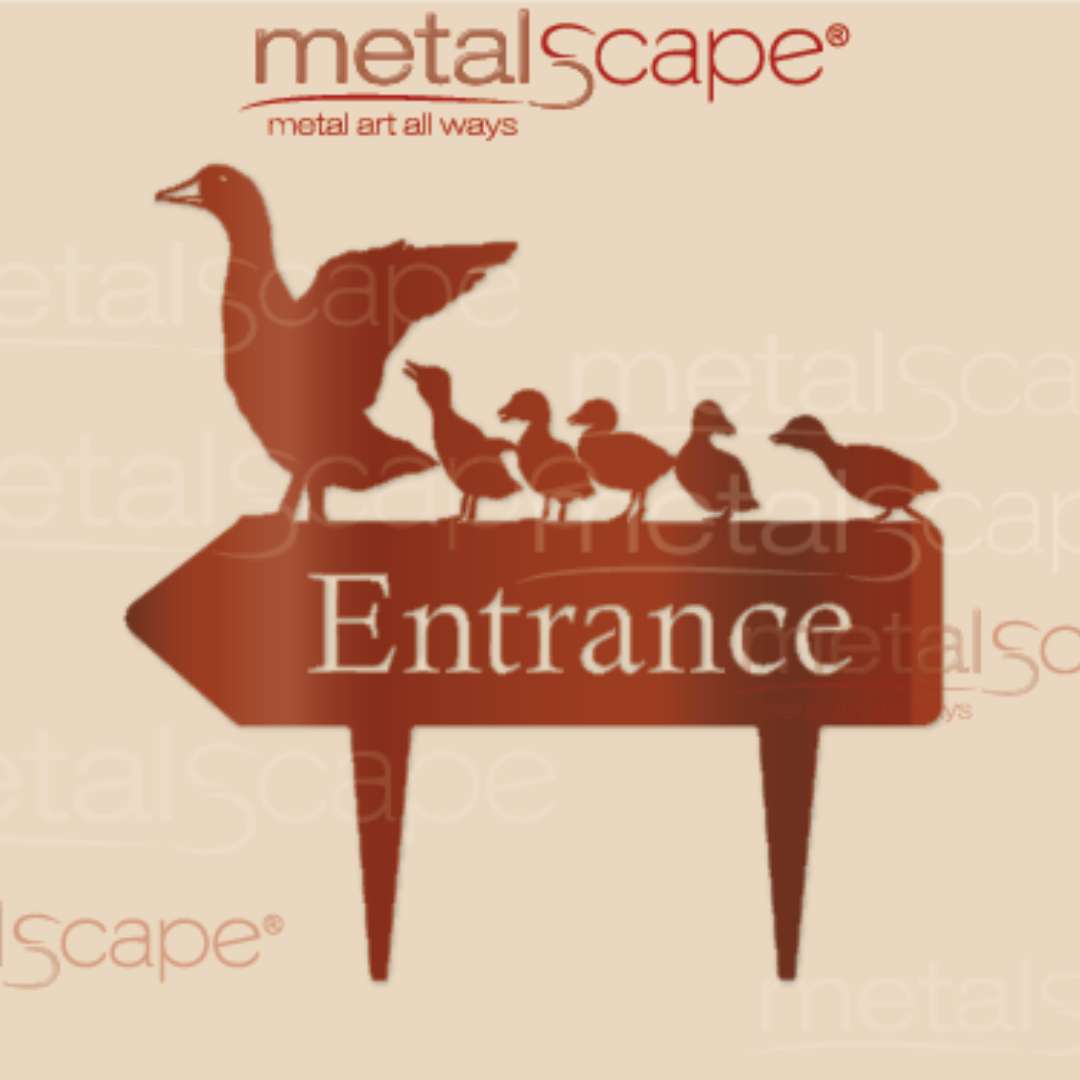 Duck & Ducklings Arrow Entrance Sign – Custom Steel Appeal