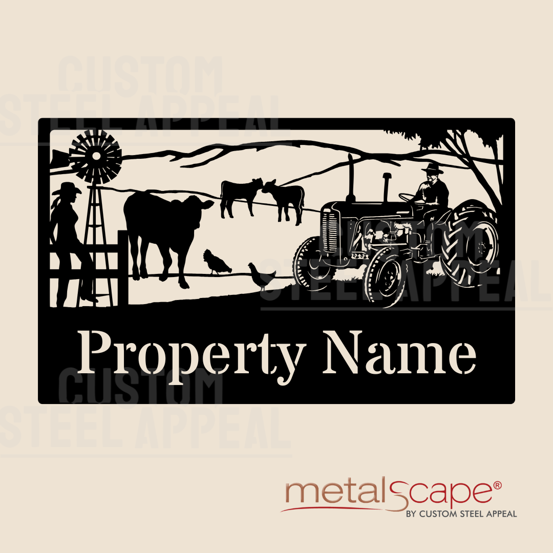 Ferguson Tractor, Cows, Woman, Windmill & Chickens - Farm Property Sig ...