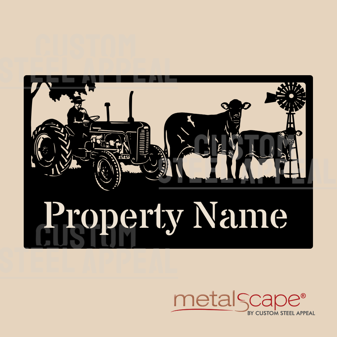 Ferguson Tractor, Santa Gertrudis Cow & Calf, Windmill - Farm Property ...