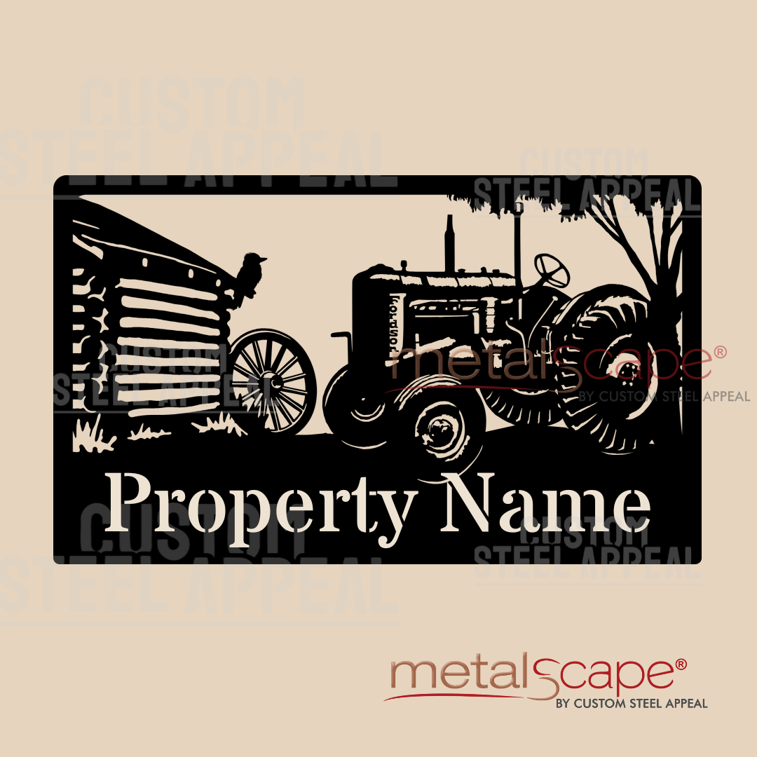 Tractor and Shed - Farm Property Sign – Custom Steel Appeal