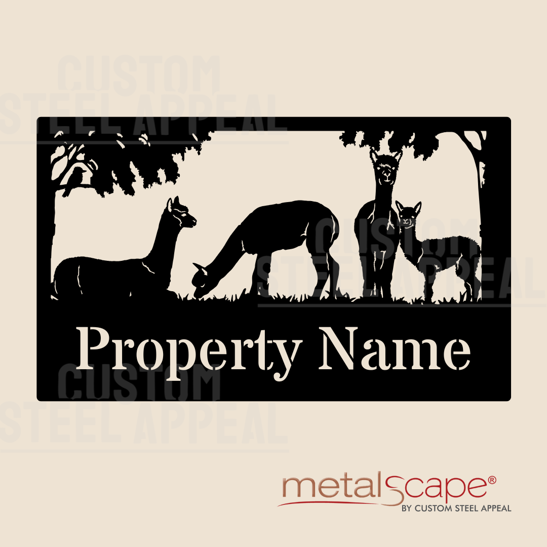 Four Alpacas - Farm Property Sign – Custom Steel Appeal