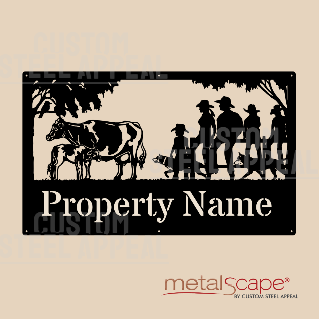 Friesian Cow, Calf & Family - Farm Property Sign – Custom Steel Appeal
