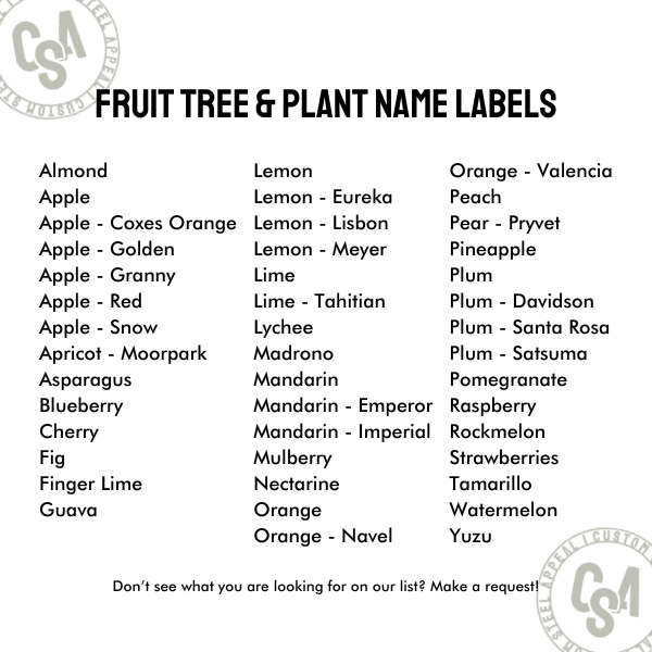 Fruit Tree & Plant Variant Labels – Custom Steel Appeal
