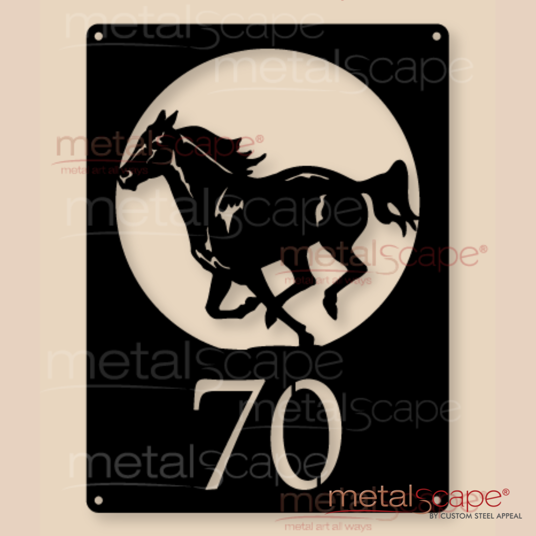 Galloping Horse House Number Sign – Custom Steel Appeal