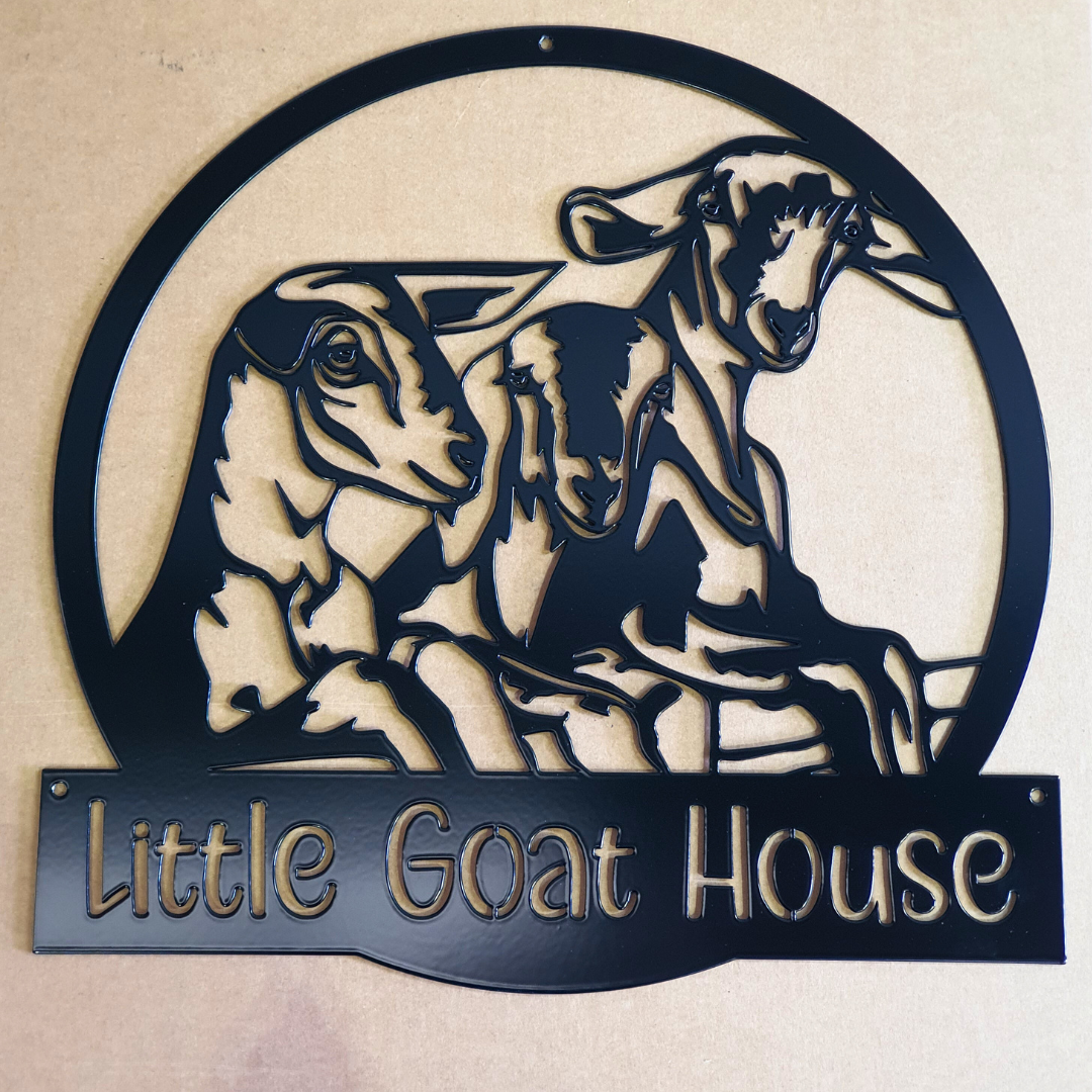 Goat Trio Property Sign – Custom Steel Appeal