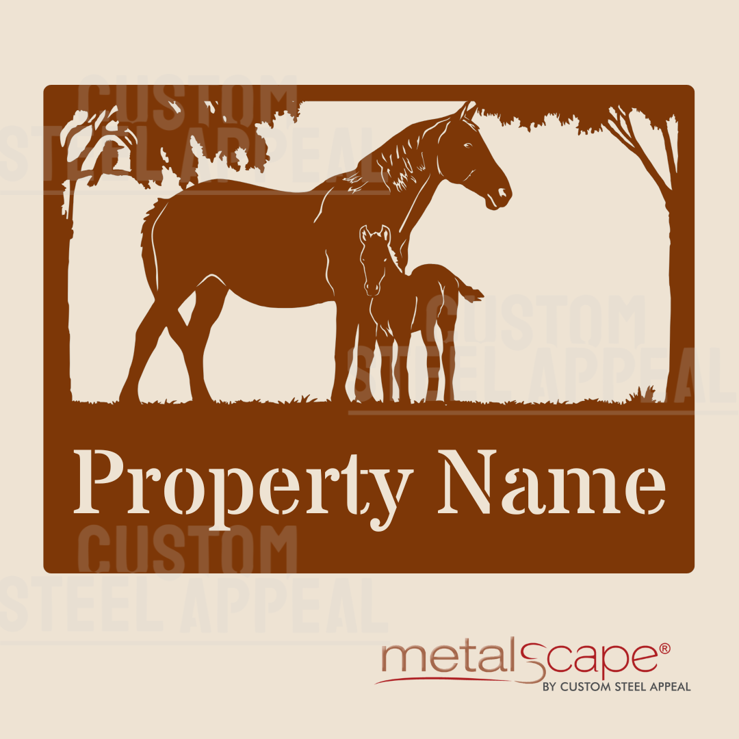 Mare & Foal - Farm Property Sign – Custom Steel Appeal