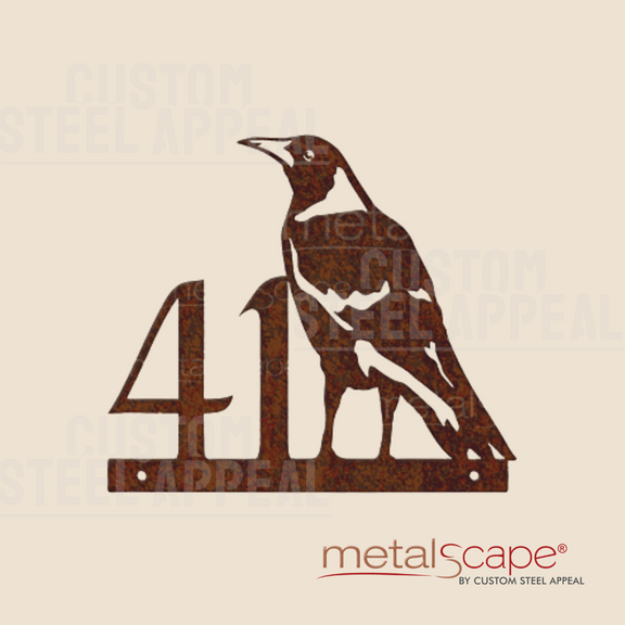 House Number with Magpie – Custom Steel Appeal