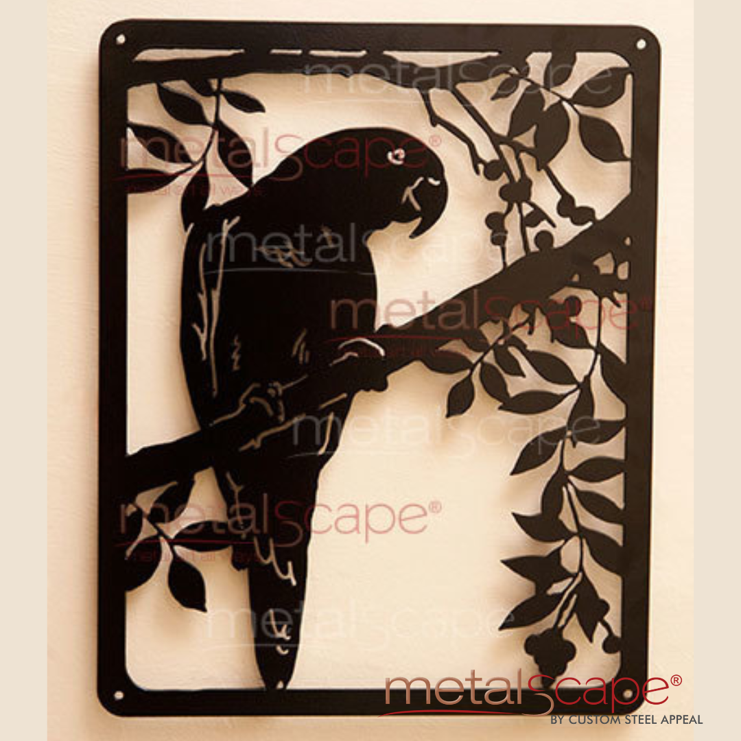 King Parrot & Lilly Pilly Tree Wall Art – Custom Steel Appeal