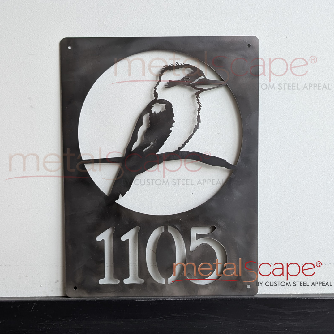 Kookaburra House Number Sign – Custom Steel Appeal