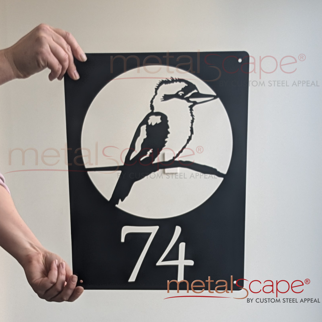 Kookaburra House Number Sign – Custom Steel Appeal