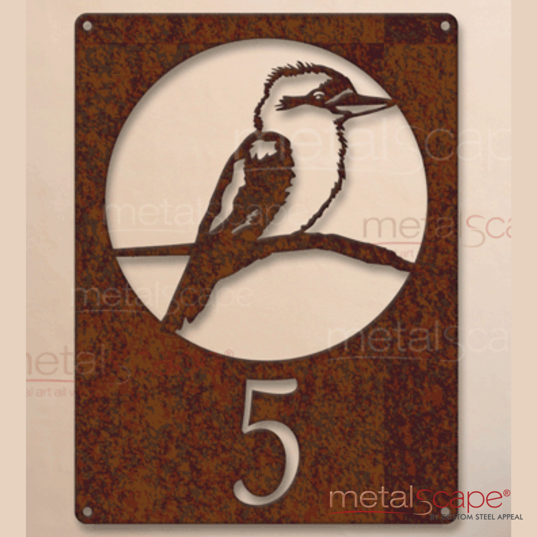 Kookaburra House Number Sign – Custom Steel Appeal