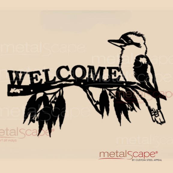 Kookaburra on Branch Welcome Sign – Custom Steel Appeal