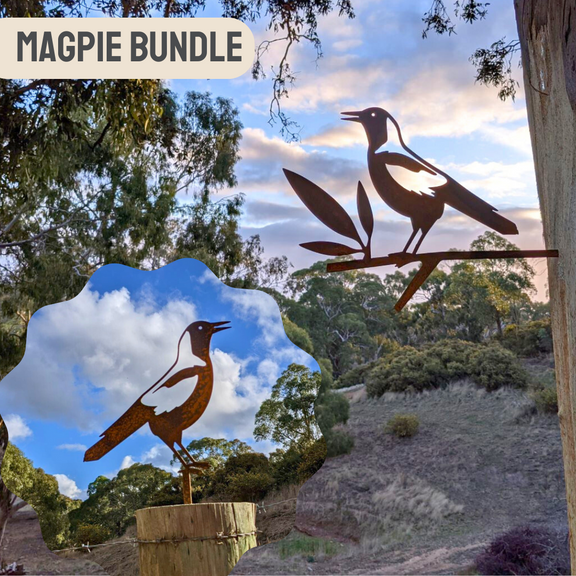 Magpie Bundle | Australian Native Bird Garden Art – Custom Steel Appeal
