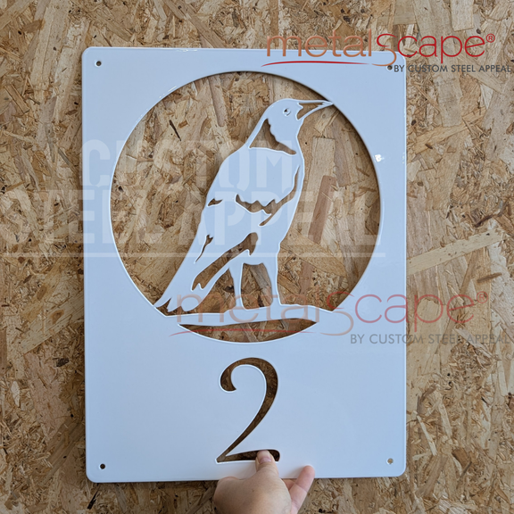 Magpie House Number Sign – Custom Steel Appeal