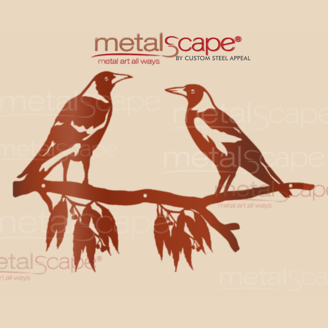 Magpies on Branch Wall Art – Custom Steel Appeal