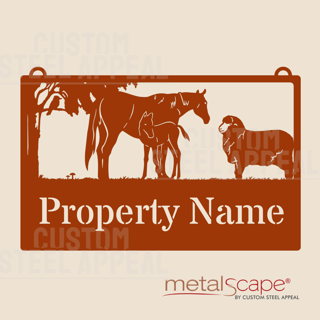 Mare, Foal & Merino Sheep - Farm Property Sign – Custom Steel Appeal