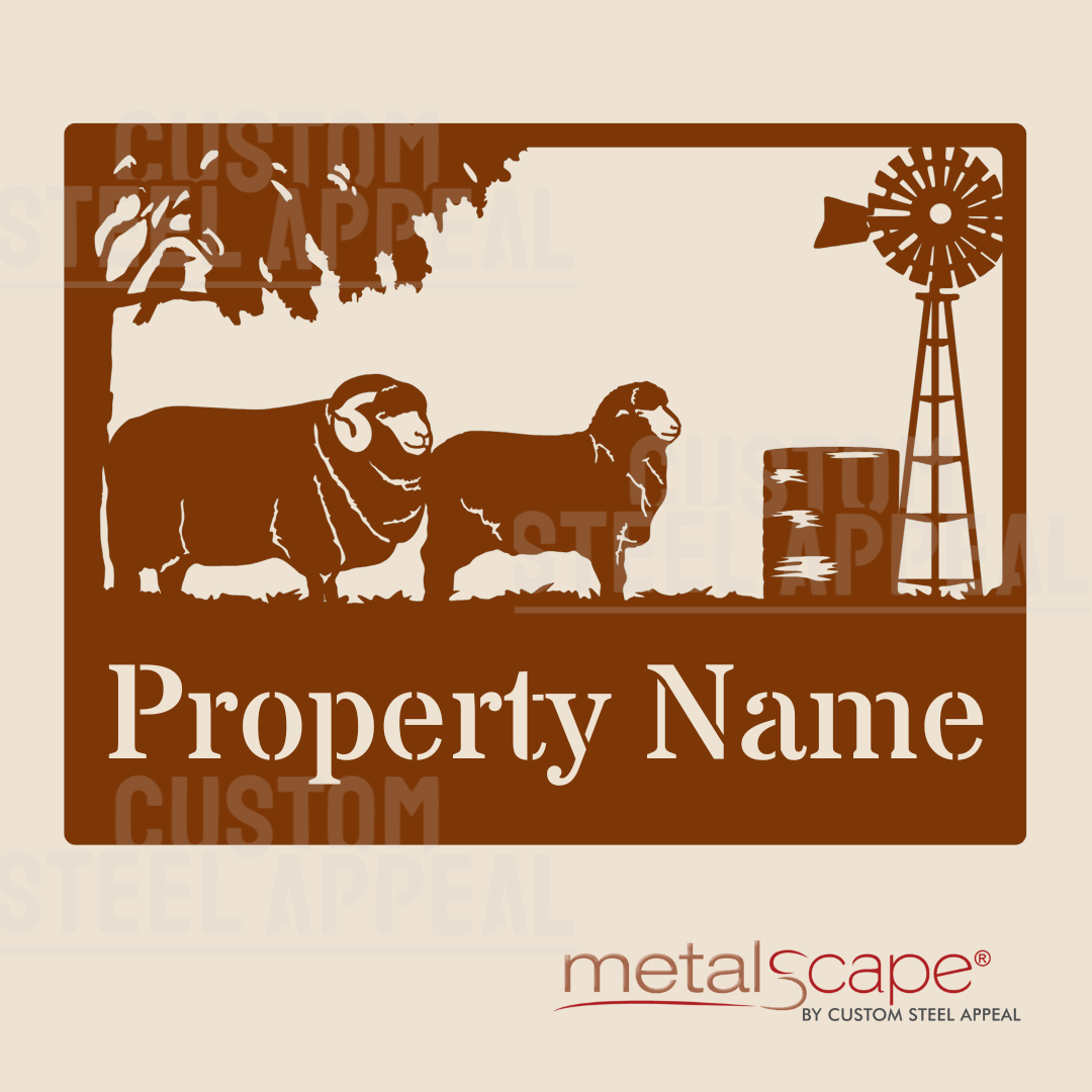 Merino Ram, Ewe, Watertank and Windmill - Farm Property Sign – Custom ...