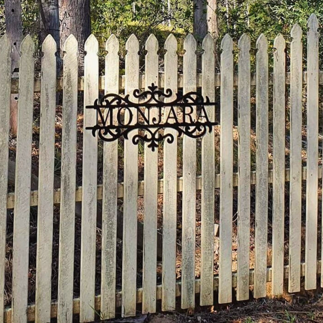 Open Decorative Swirl Monogram Sign – Custom Steel Appeal