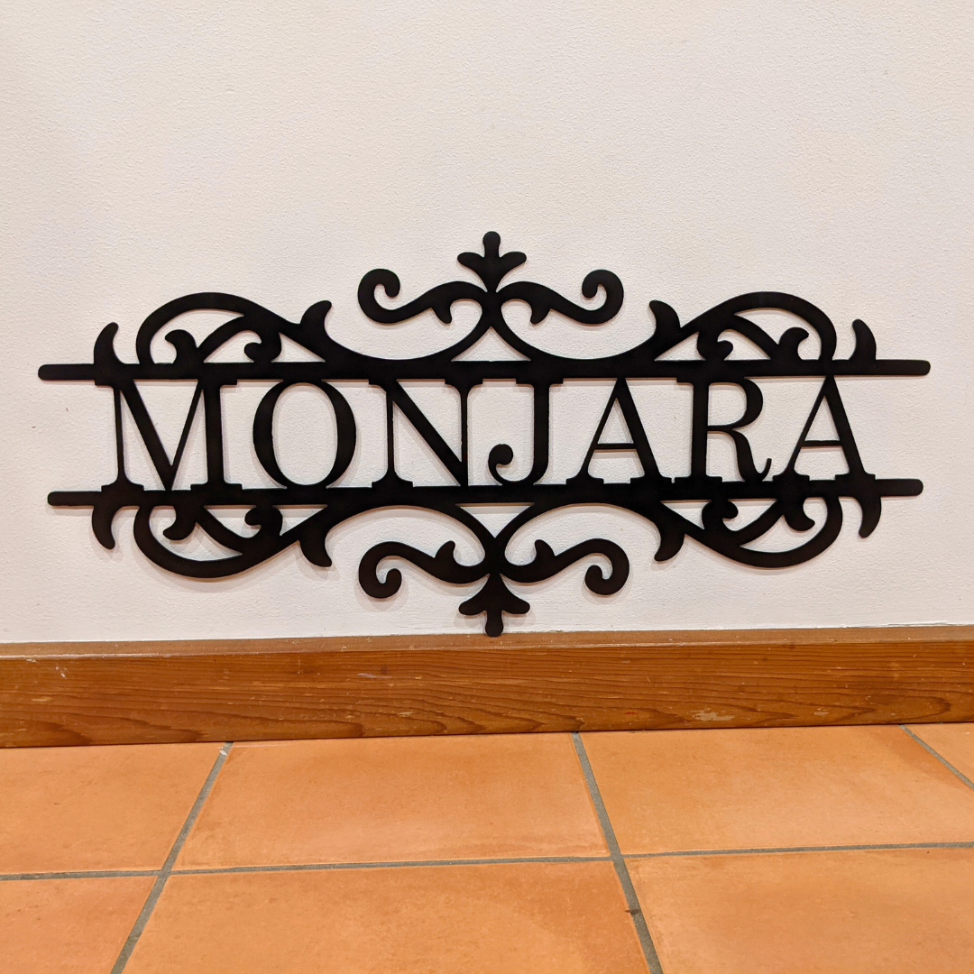 Open Decorative Swirl Monogram Sign – Custom Steel Appeal