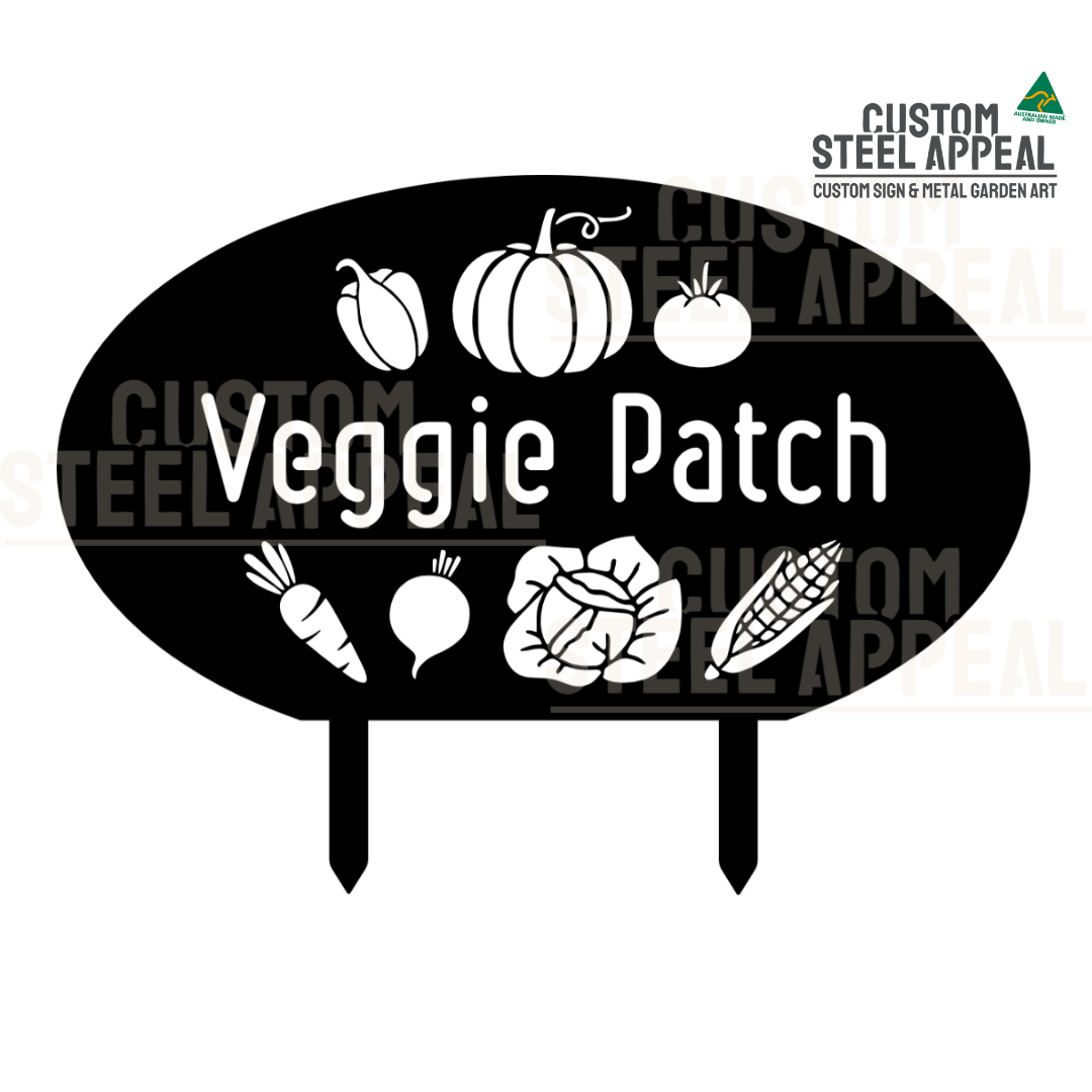 Oval Vegetables Garden Sign – Custom Steel Appeal
