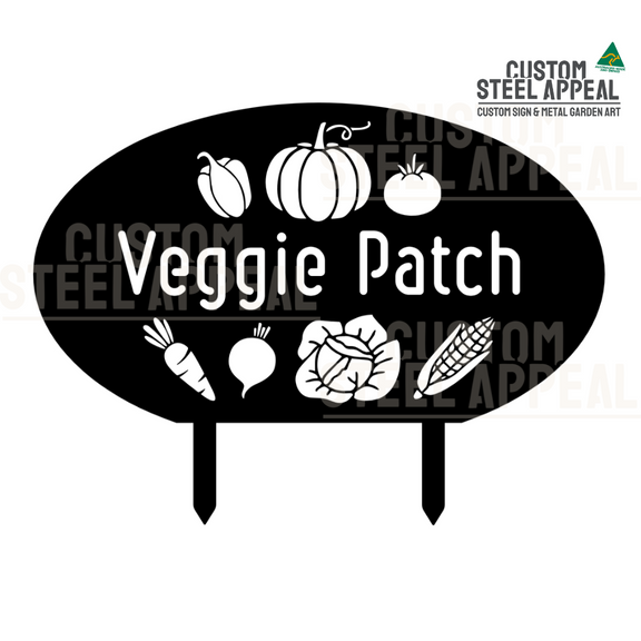 Oval Vegetables Garden Sign – Custom Steel Appeal
