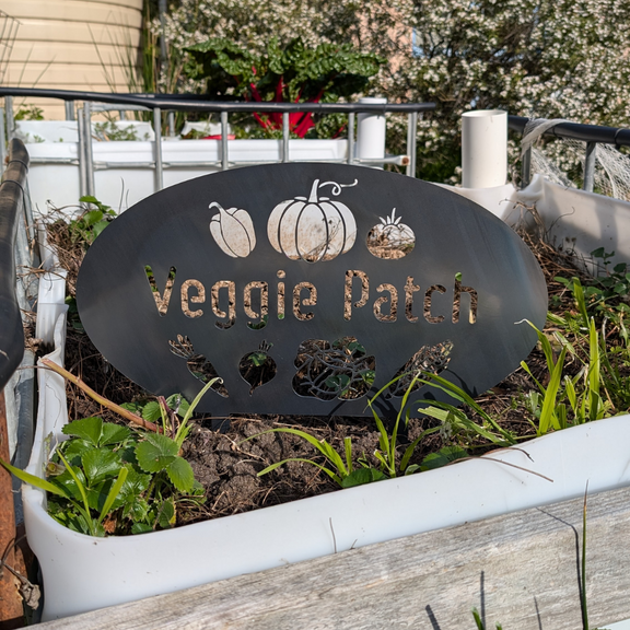 Oval Vegetables Garden Sign – Custom Steel Appeal
