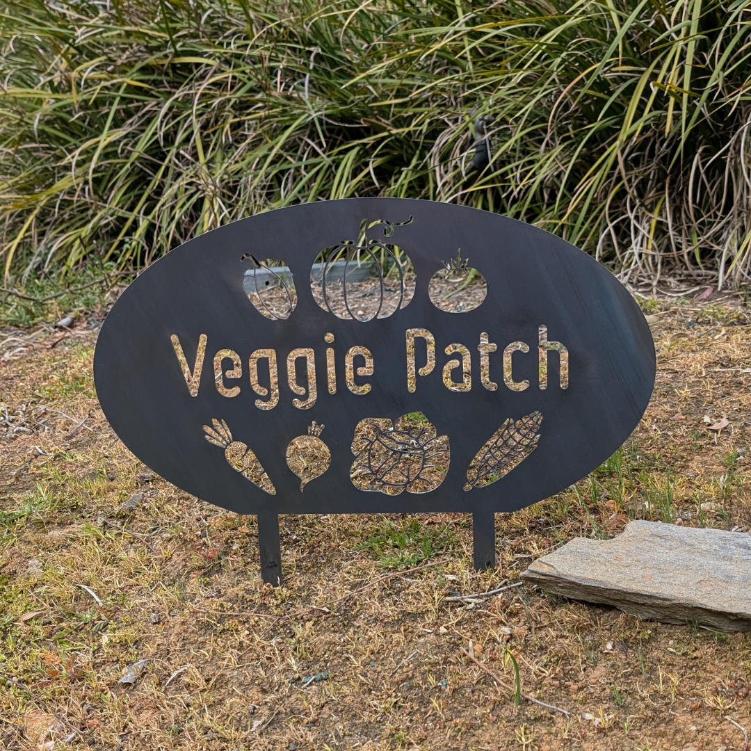 Oval Vegetables Garden Sign – Custom Steel Appeal