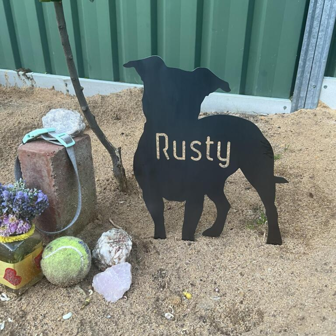 Custom Made American Staffy Dog Pet Memorial | Custom Steel Appeal