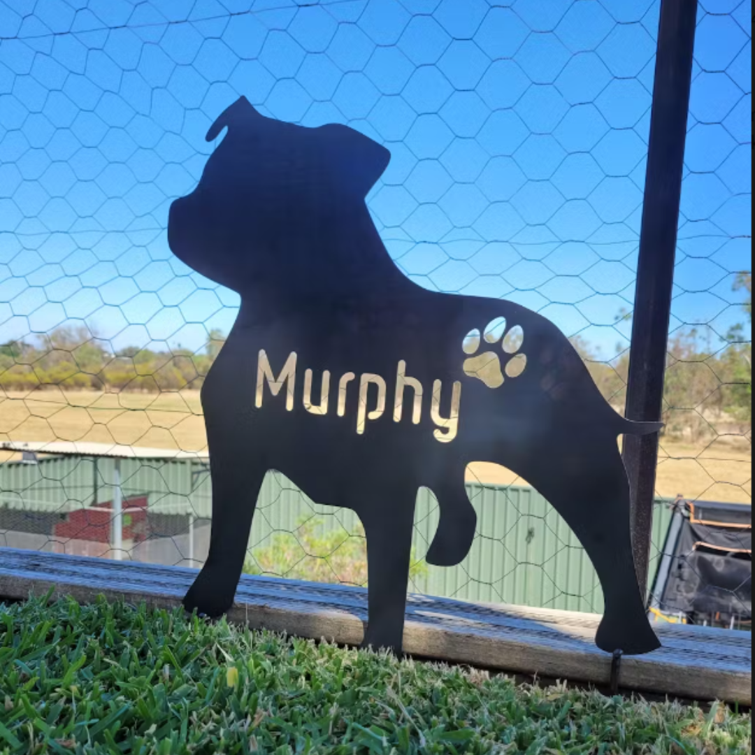 Custom Made Staffy Dog Pet Memorial | Custom Steel Appeal