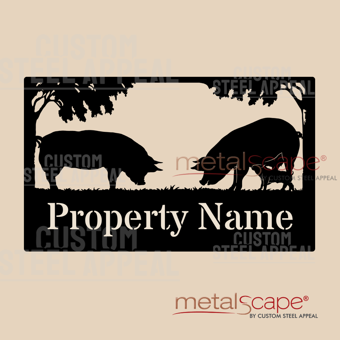 Pigs & Piglet - Farm Property Sign – Custom Steel Appeal